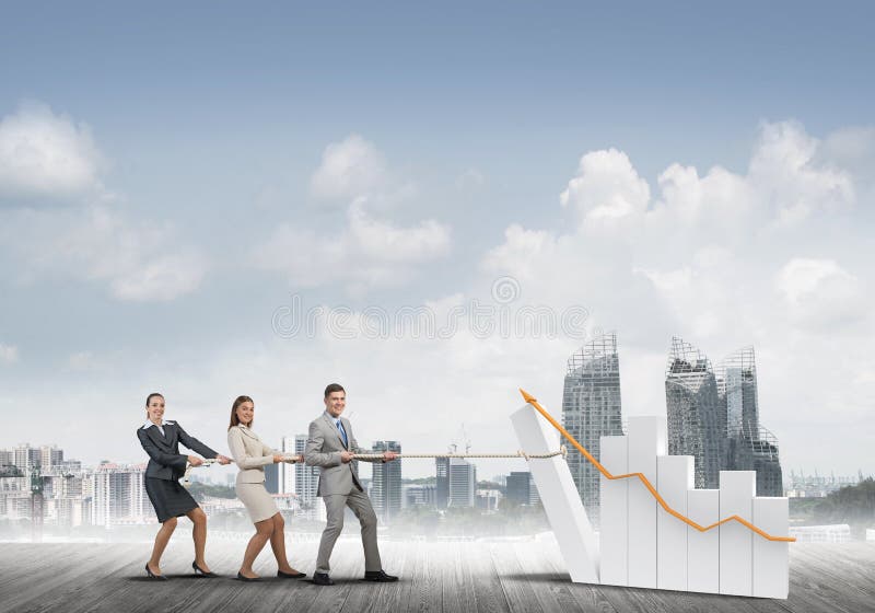 Businessteam Working in Collaboration Making Diagram Grow and Progress ...