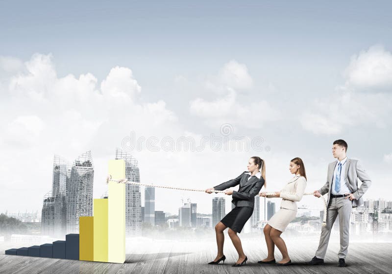 Businessteam Working in Collaboration Making Diagram Grow and Progress ...