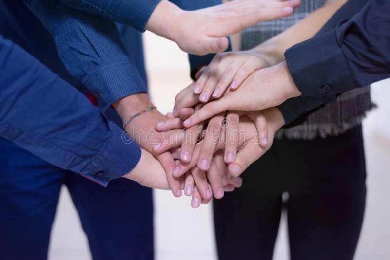 Young Business People Teamwork Stacking Hand Concept. Close Up of Young ...