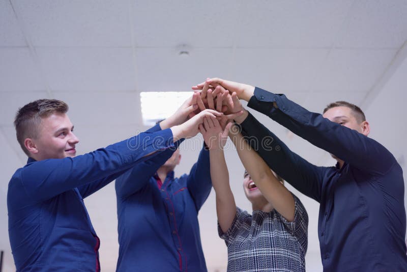 Young Business People Teamwork Stacking Hand Concept. Close Up of Young ...