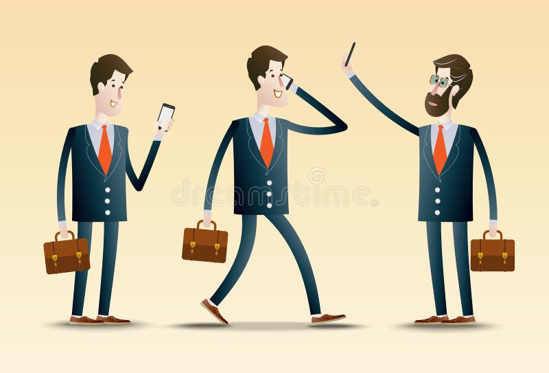 Young Business People Using Smartphone Stock Vector - Illustration of ...