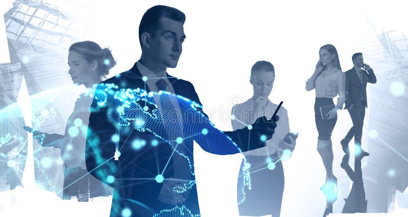 Business People in City, Network Interface Stock Photo - Image of ...