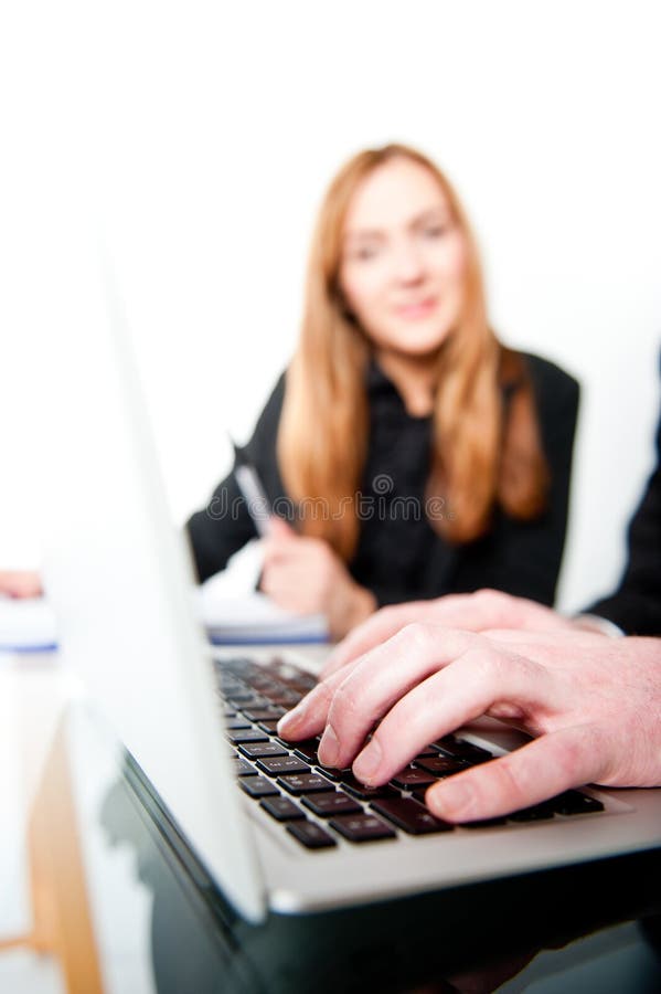 Young Business People Working on Laptop Together Stock Photo - Image of ...