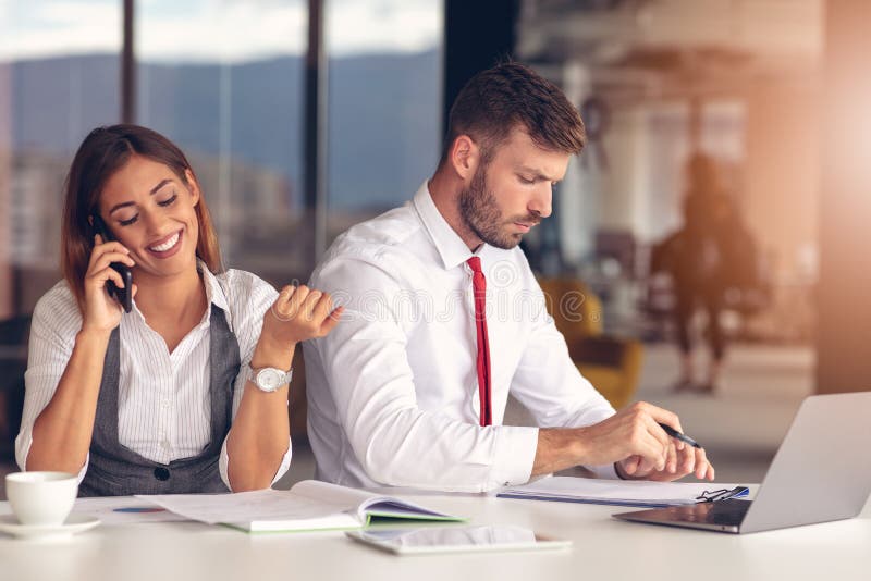 Young Business People Working Together on Computer Stock Image - Image ...