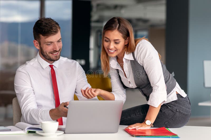 Young Business People Working Together on Computer Stock Image - Image ...