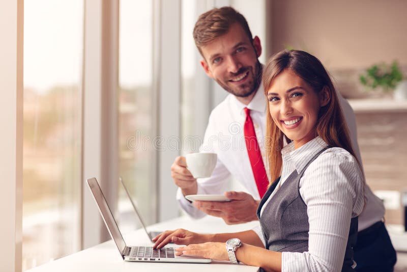 Young Business People Working Together on Computer Stock Photo - Image ...