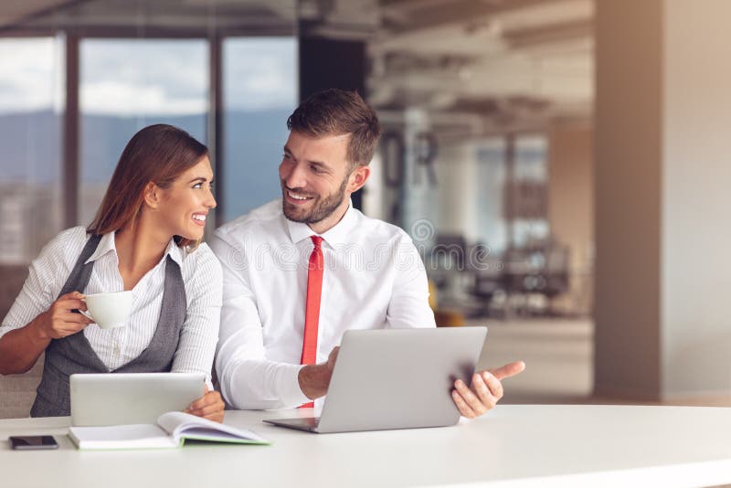 Young Business People Working Together on Computer Stock Image - Image ...