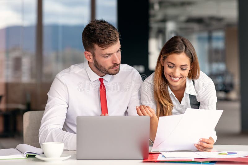 Young Business People Working Together on Computer Stock Image - Image ...