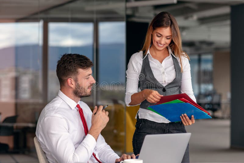 Young Business People Working Together on Computer Stock Photo - Image ...