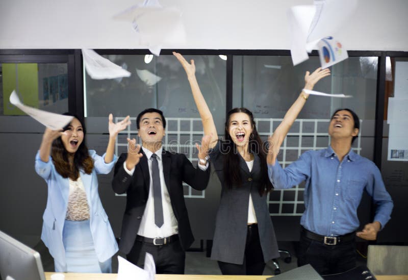 Young Business Persons Happiness Success for Work in the Offices. Stock ...