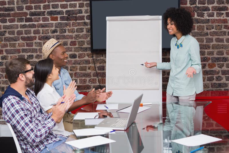 Young Business Team Clapping Hands in Meeting Stock Photo - Image of ...