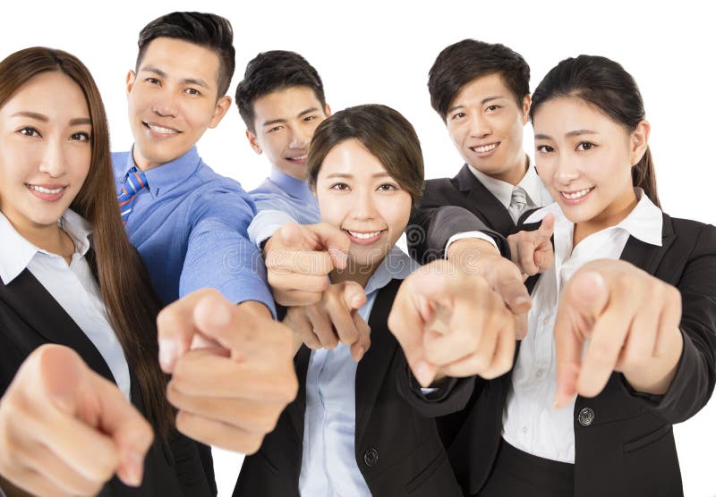 Young Business Team with Pointing To Camera Gesture Stock Image - Image ...