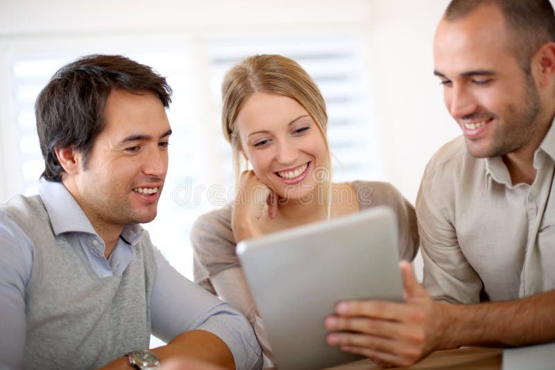 Young Business Team Working with Tablet Stock Image - Image of business ...