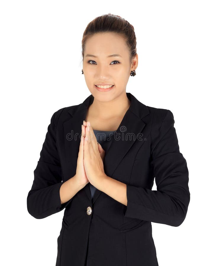 Young Business with Thai Paying Respect Posture Stock Image - Image of ...