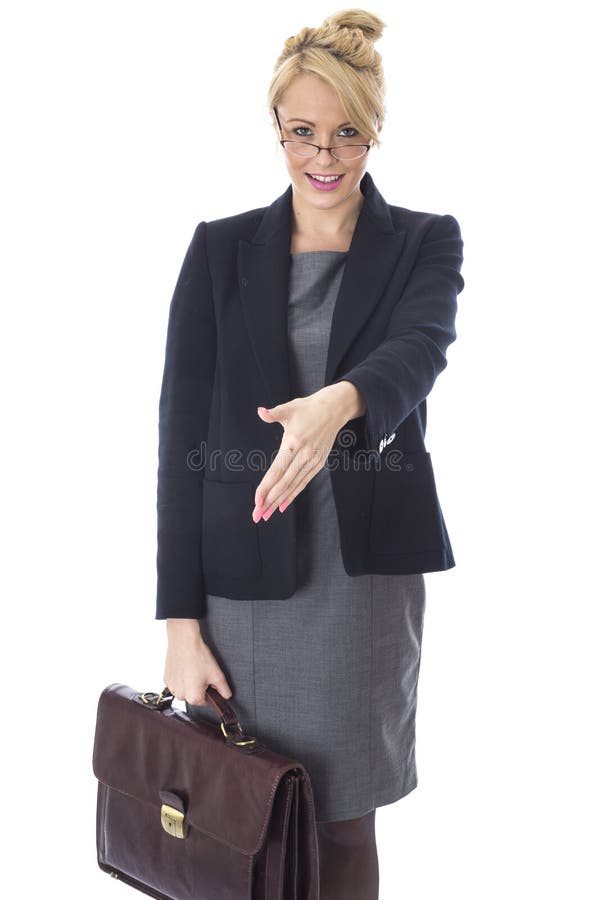 Young Business Woman Carrying Briefcase Shaking Hands Stock Image ... Young Business Woman Carrying Briefcase Shaking Hands Stock Image ...