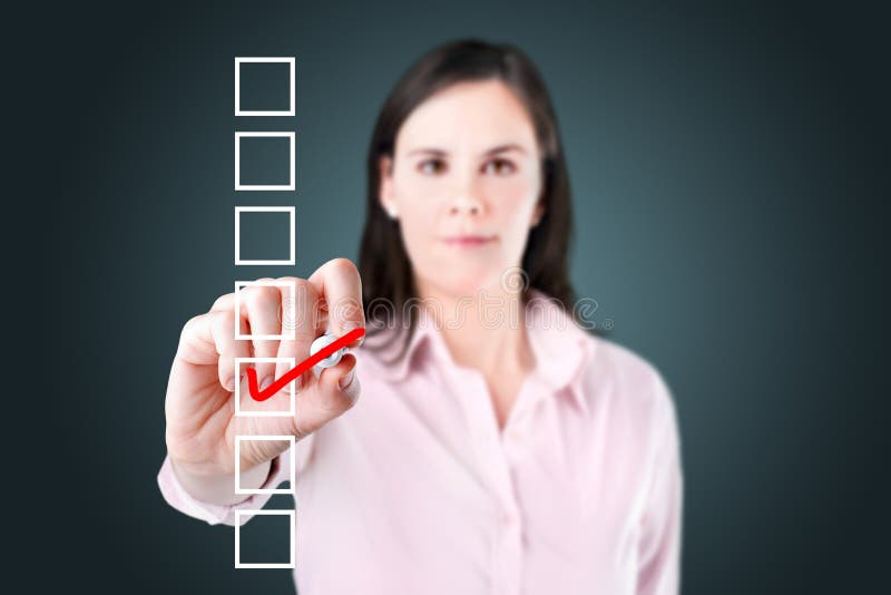 Businesswoman and Check List Stock Image - Image of board, list: 37720575