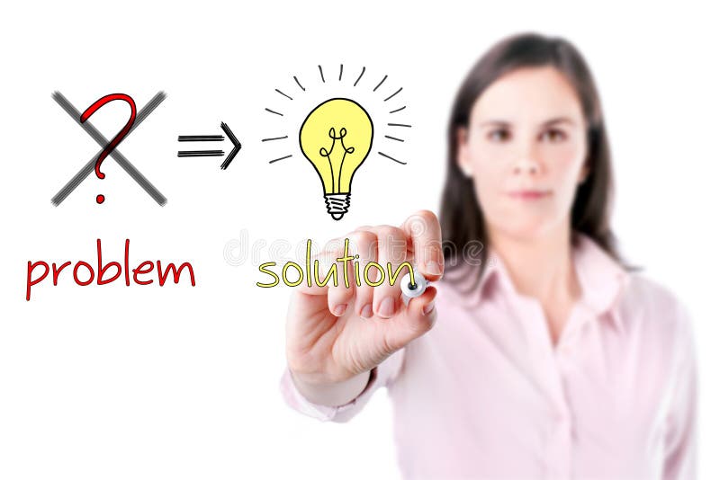 Young Business Woman Eliminate Problem and Find Solution, White ...