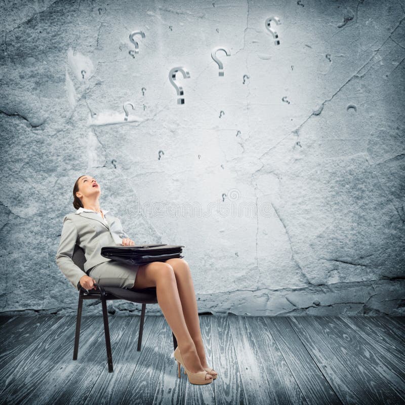 Young Business Woman Looking Up Stock Image - Image of face ...