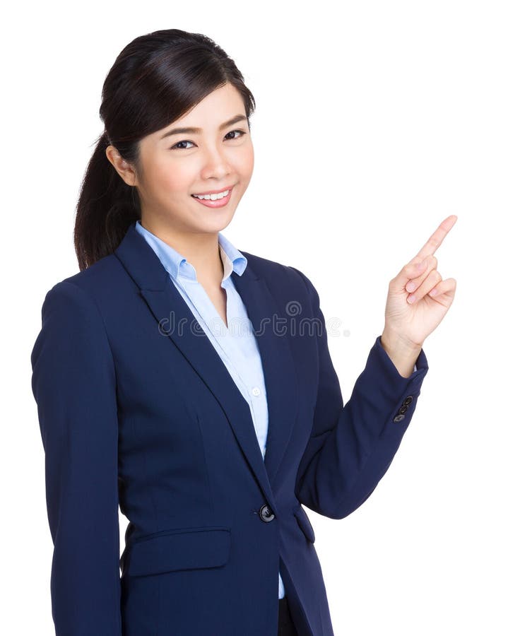 Young Business Woman Pointing Stock Image - Image of manager, looking ...