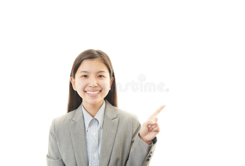 Young Business Woman Pointing Stock Photo - Image of isolated ...