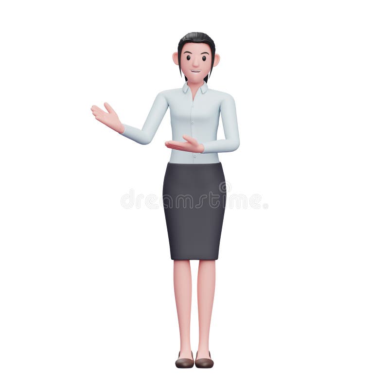 Young Business Woman Presenting Pose Stock Illustration - Illustration ...