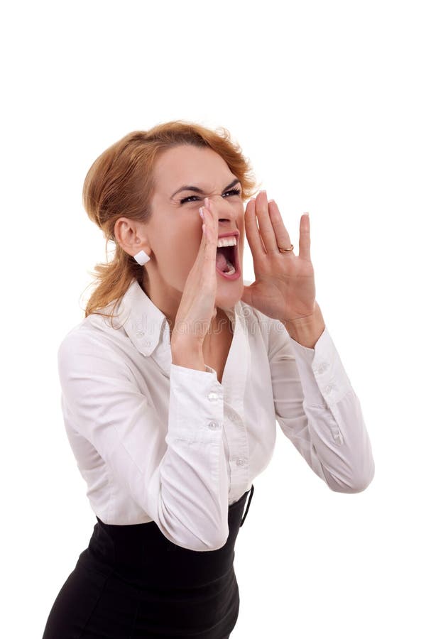Young Business Woman Shouting Stock Photo - Image of happy, joyful ...