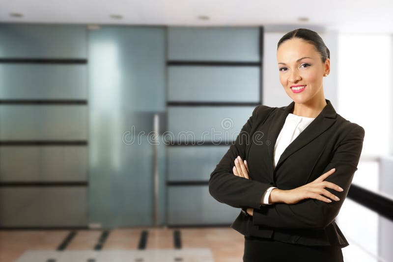 Young Business Woman, Standing in Front of the Office Stock Image ...
