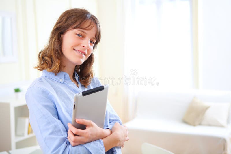 Young Business Woman with a Tablet Stock Image - Image of people, woman ...