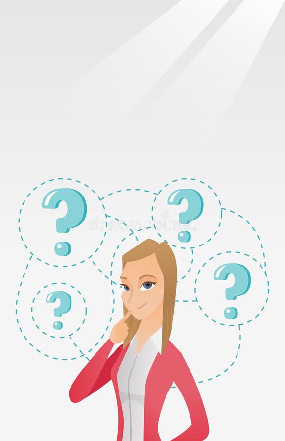 Young Business Woman Thinking Vector Illustration. Stock Vector ...