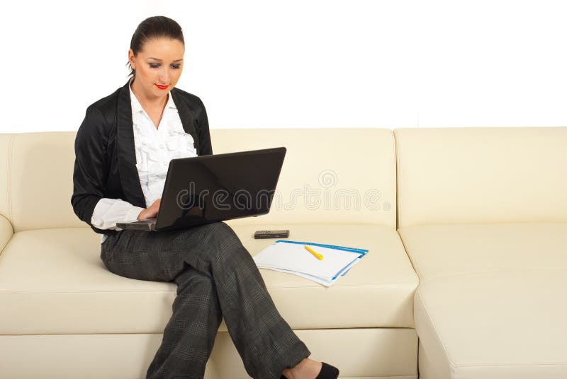 Young Business Woman Typing on Laptop Stock Photo - Image of person ...