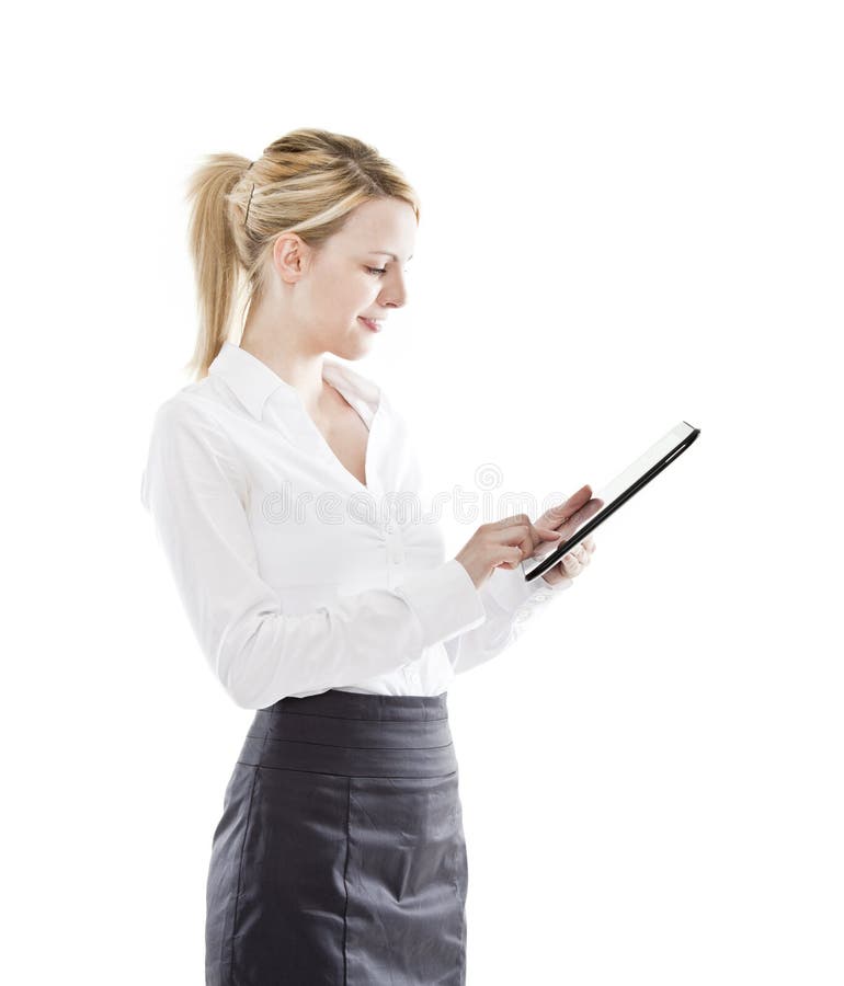 Young Business Woman Using a Tablet Computer Stock Image - Image of ...