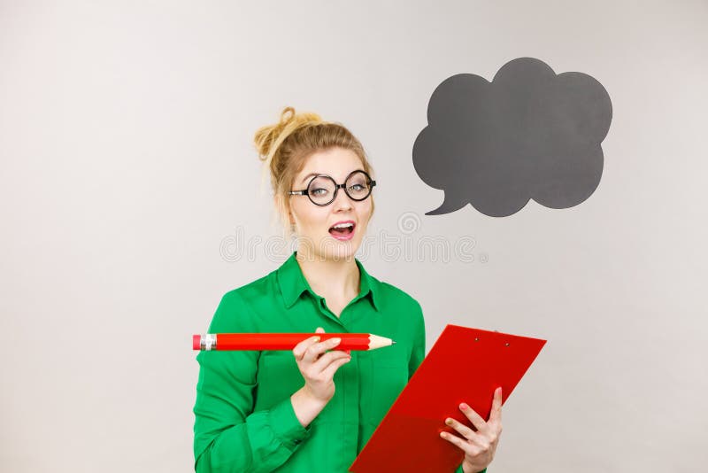 Business Woman Intensive Thinking and Writing Stock Image - Image of ...