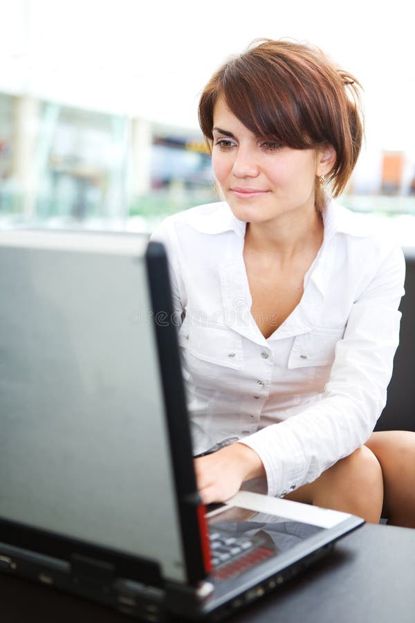 Young Business Woman Work on Laptop Stock Photo - Image of good ...
