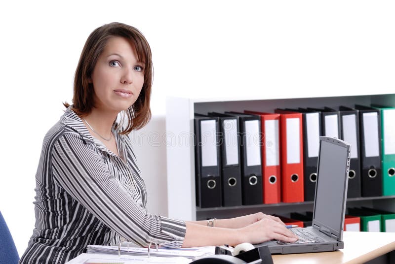 Young Business Woman Working in Her Office Stock Image - Image of adult ...