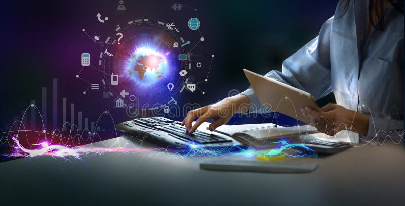 Young Business Woman Working in Office by Desk. Business Concept, Work ...