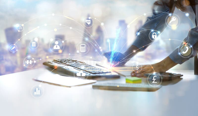 Young Business Woman Working in Office by Desk. Business Concept, Work ...