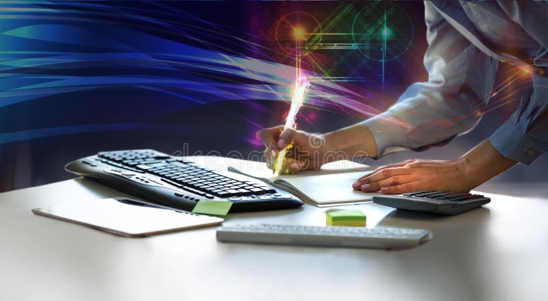 Young Business Woman Working in Office by Desk. Business Concept, Work ...