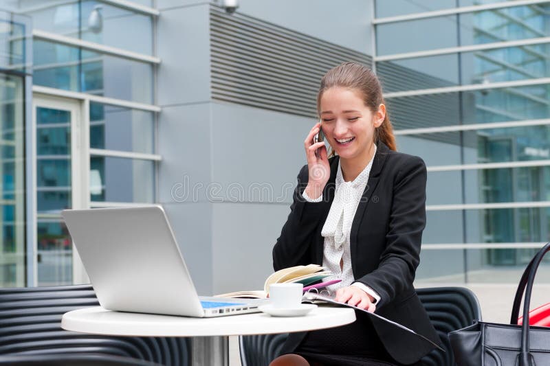 Young Business Woman Working Stock Photo - Image of modern, computer ...