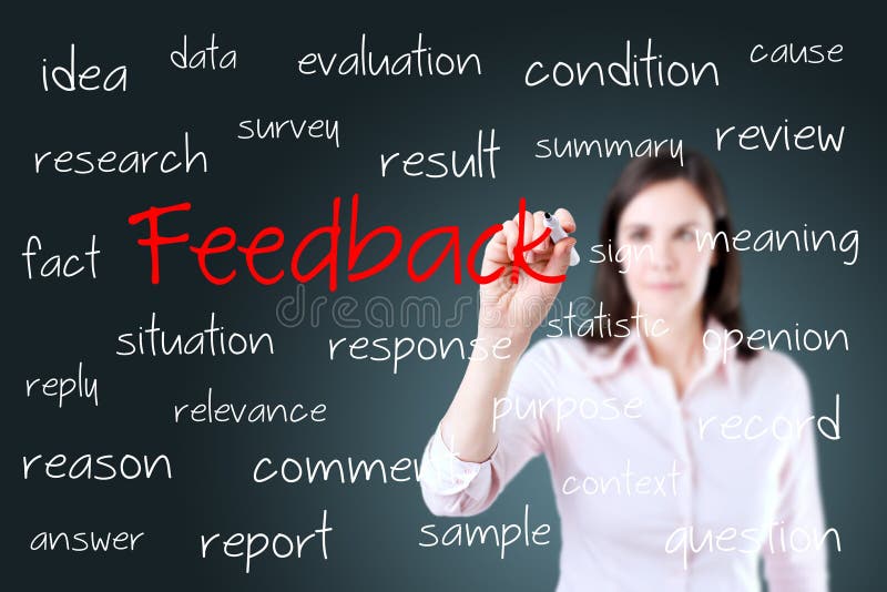 Time for Feedback Written on a Poster with Drawings of Charts Stock ...