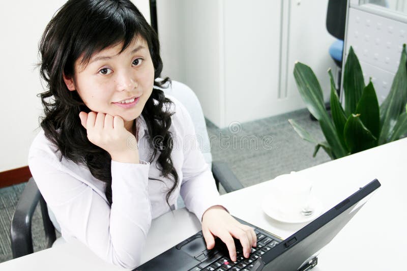 Young Business Women Working with Laptop Stock Image - Image of indoor ...