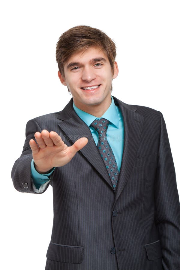Business Man Standing Showing Wait Gesture Stock Photos - Free ...