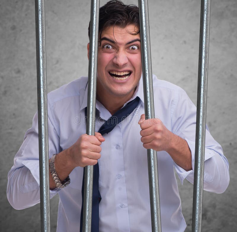 Young Businessman Behind the Bars in Prison Stock Image - Image of cell ...