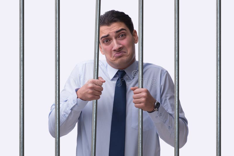 The Young Businessman Behind the Bars in Prison Stock Image - Image of ...