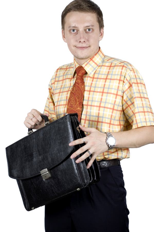 Young Businessman with Briefcase Stock Photo - Image of business, shirt ...