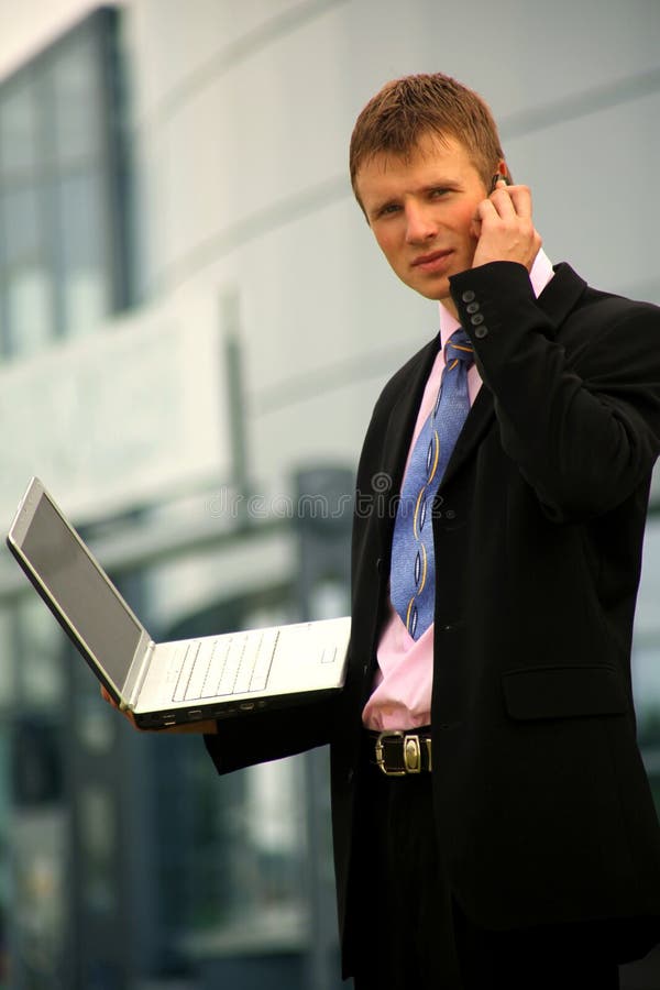 Young Businessman Calling on Mobile Stock Photo - Image of adult ...