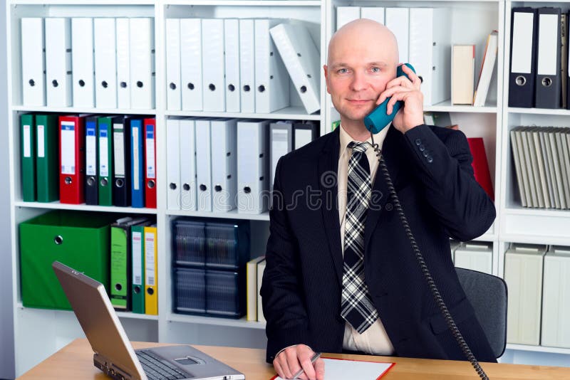 Young Businessman is Calling Stock Photo - Image of clerical, head ...