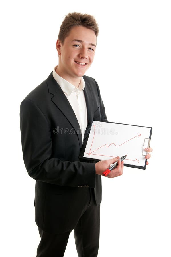 Businessman with Chart Graphs on Tablet Stock Photo - Image of ...