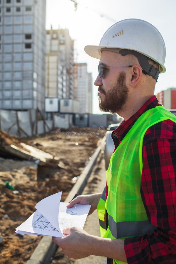 Young Businessman Construction Site Engineer,close Up. Stock Image ...