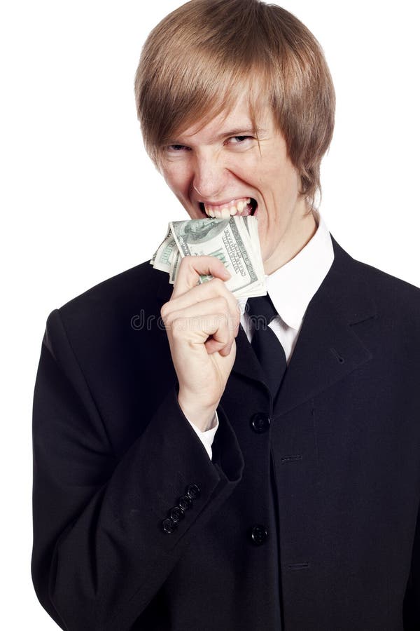 Woman Eating Money stock image. Image of beautiful, background - 15267877