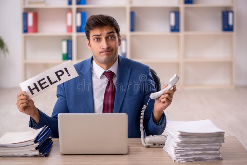 Young Male Employee Asking for Help in the Office Stock Image - Image ...
